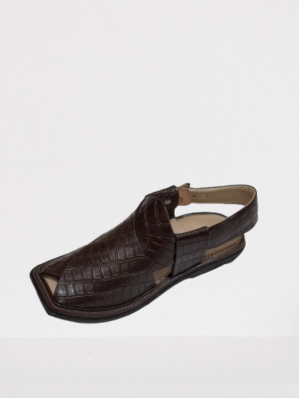Brown Crocodile Double Gare Peshawari Chappal - Peshawari Sole